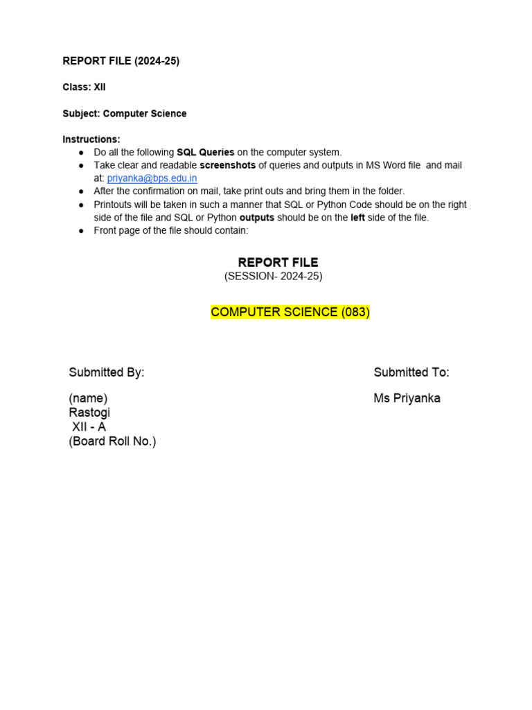 Practical File XII CS | PDF | Computer Programming | Software