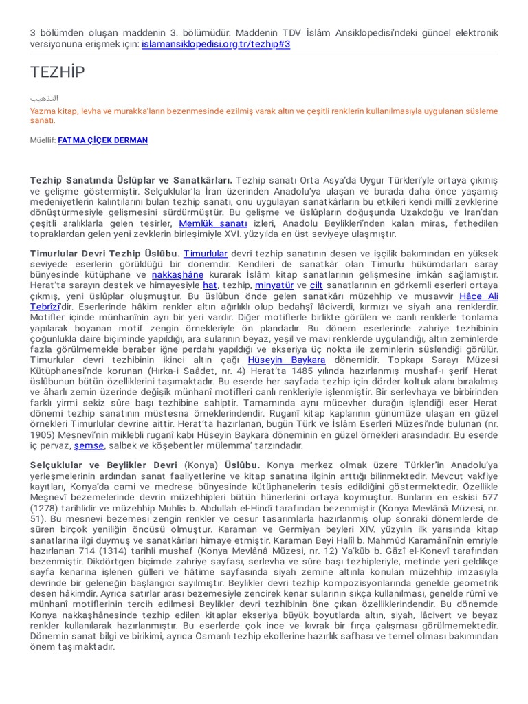 TEZHİP - TDV İslâm Ansiklopedisi | PDF