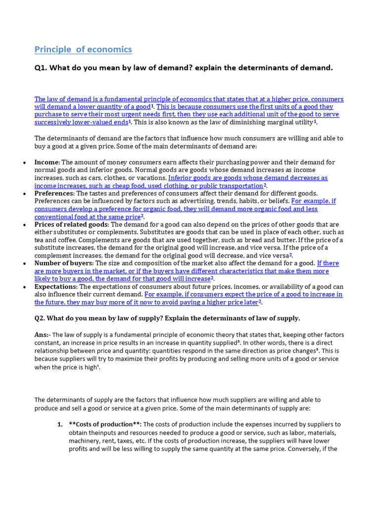 Principle of Economics Sem 3 Notes | PDF | Elasticity (Economics) | Demand