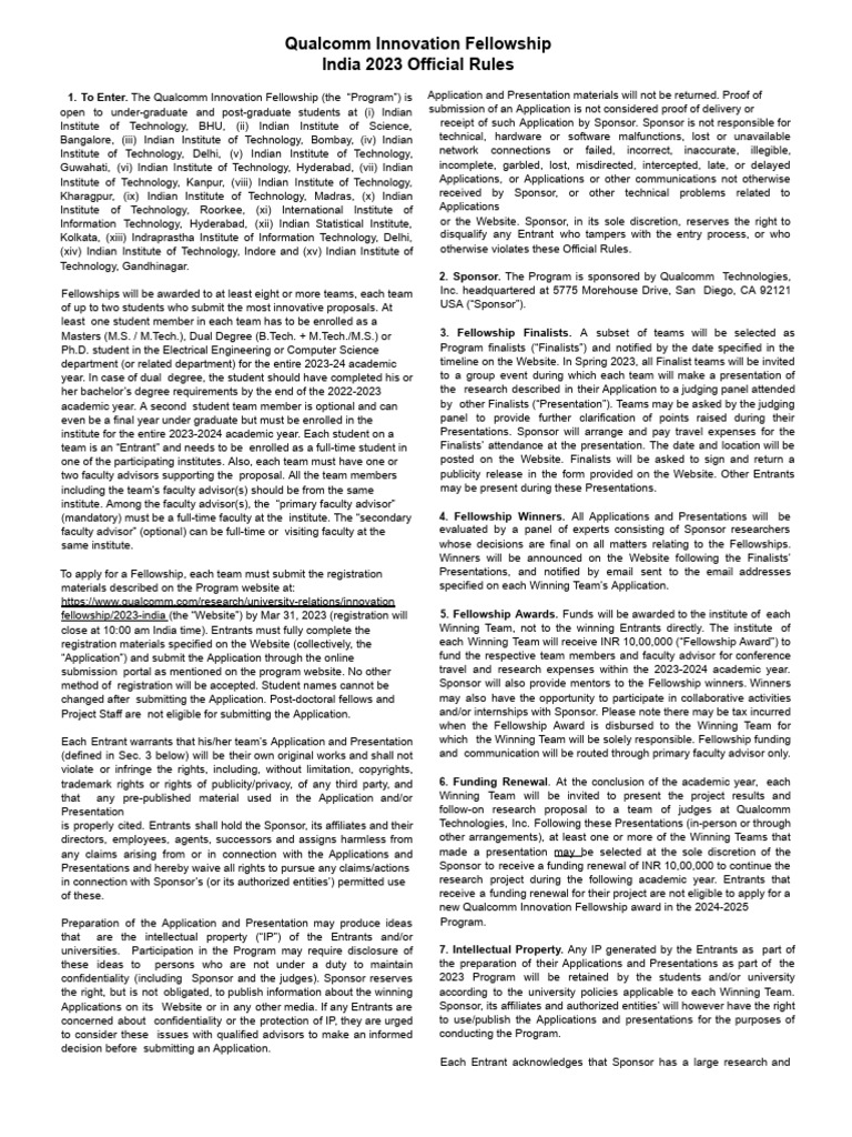 Qif India 2023 Official Rules | PDF | Taxes | Intellectual Property