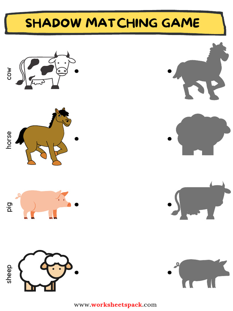 Animal Shadow Matching Worksheet 1 | PDF