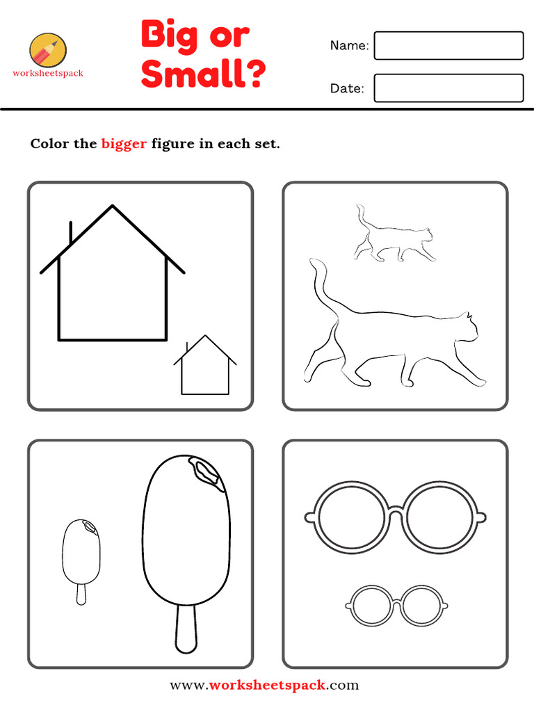 Big and Small Coloring Worksheets | PDF
