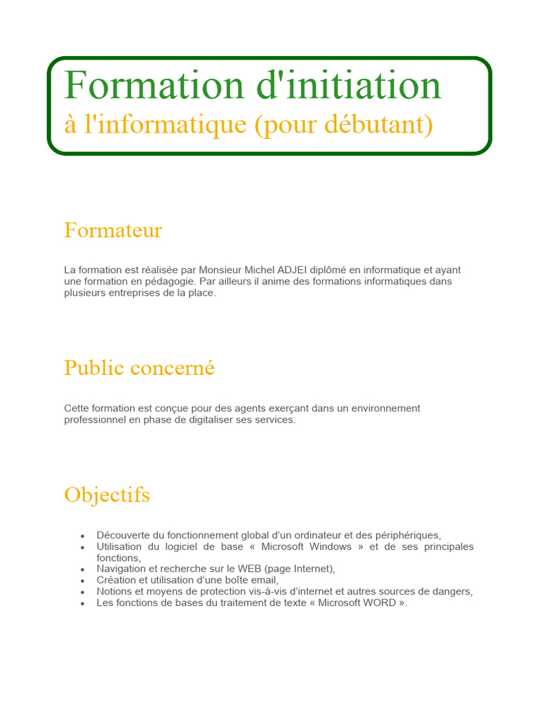 Initiation Informatique pour Débutants | PDF | Informatique | Internet