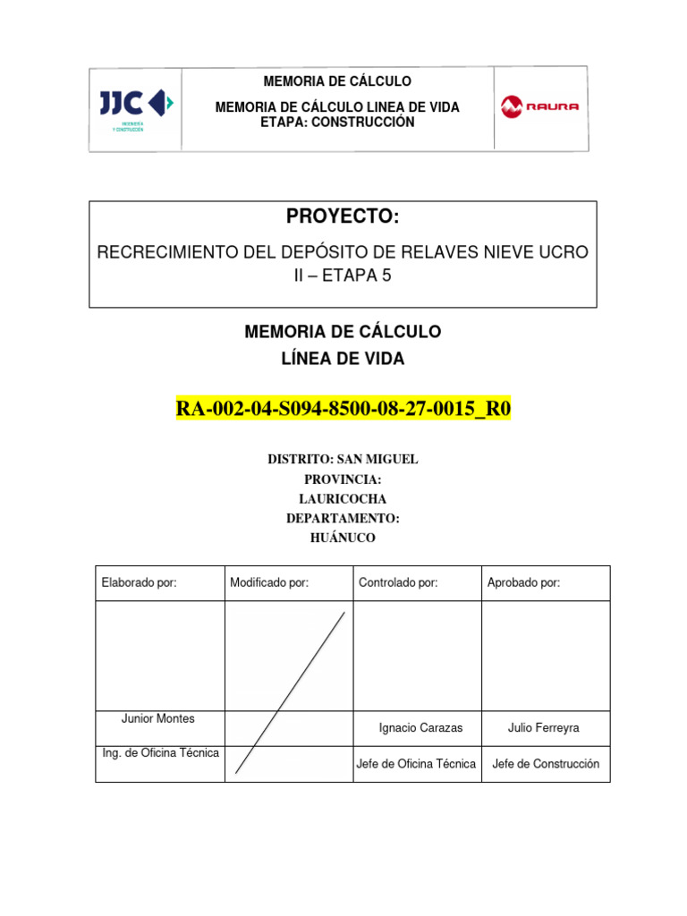 Memoria de Calculo Linea de Vida | PDF | Rieles Memoria de Calculo Linea de Vida | PDF | Rieles