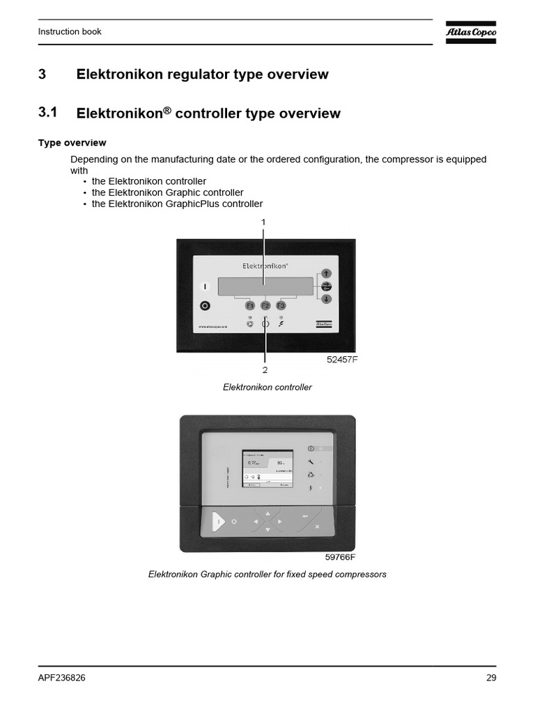 3&4 Elektronikon Regulator Type Overview | PDF | Menu (Computing) | Valve