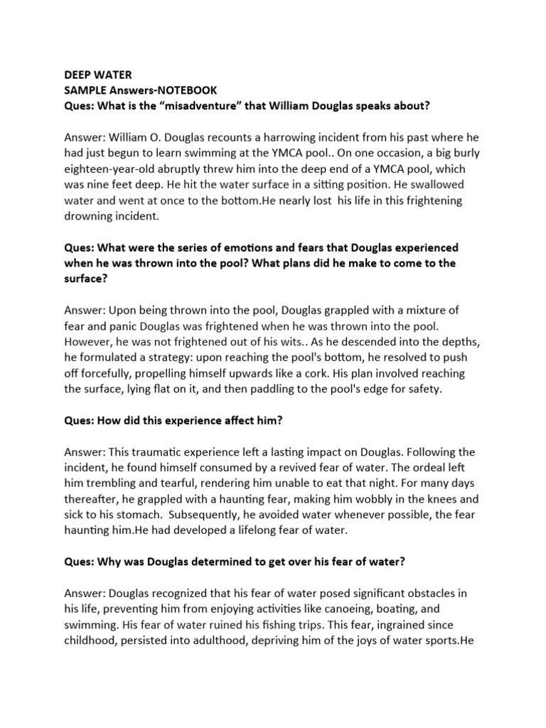 Deep Water Qa | PDF | Swimming | Fear