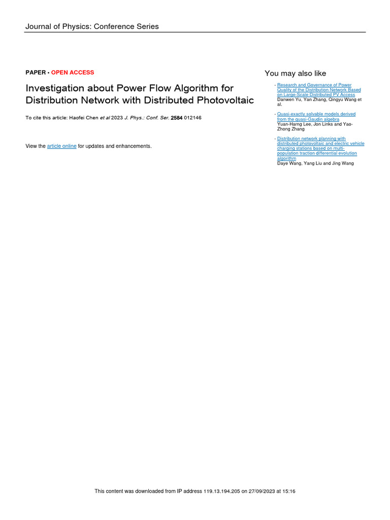 Investigation About Power Flow Algorithm For Distr | PDF | Electrical Engineering | Electricity