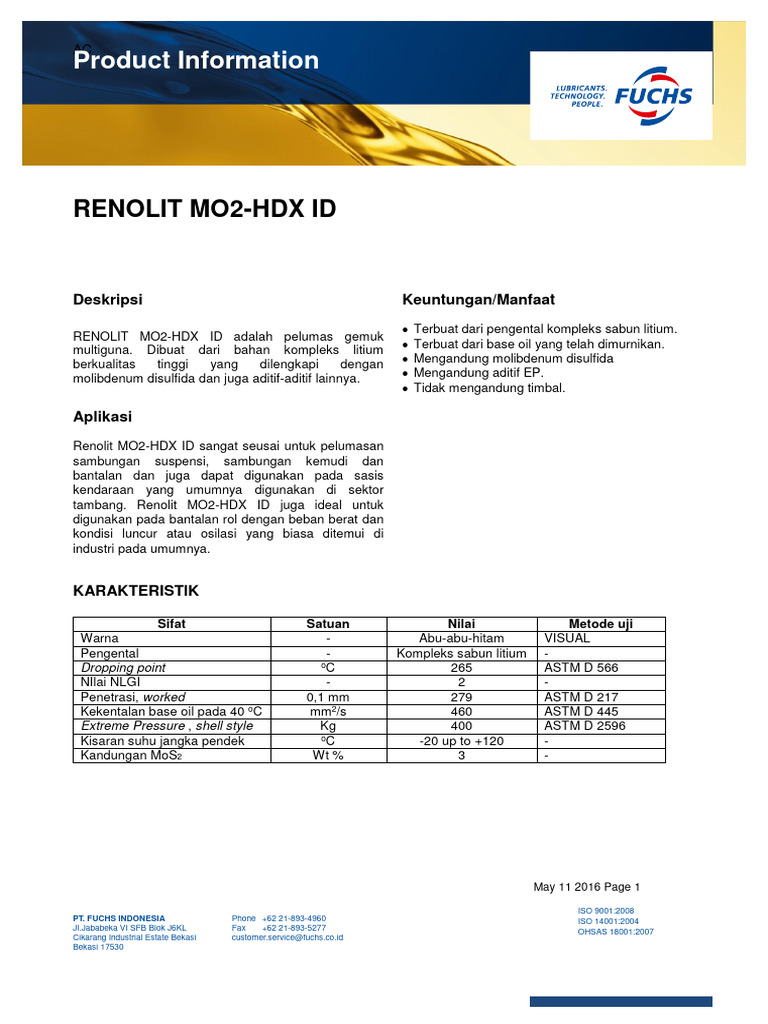 Renolit MO2-HDX ID Bahasa | PDF