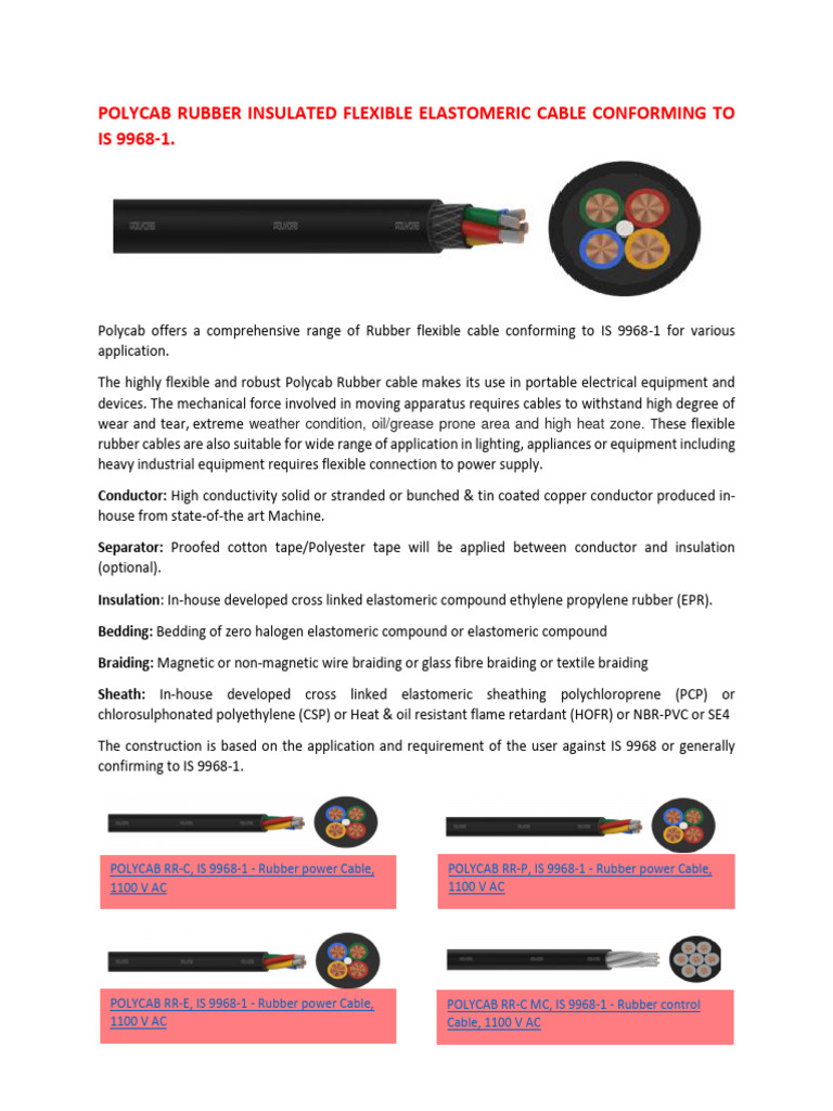 Polycab IS 9968-1 catalog | PDF | Electrical Resistance And Conductance ...