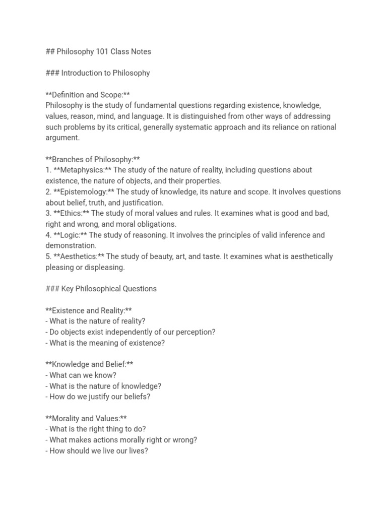 Philosophy 101 Notes - Spring 2024 | PDF | Reason | Rationalism