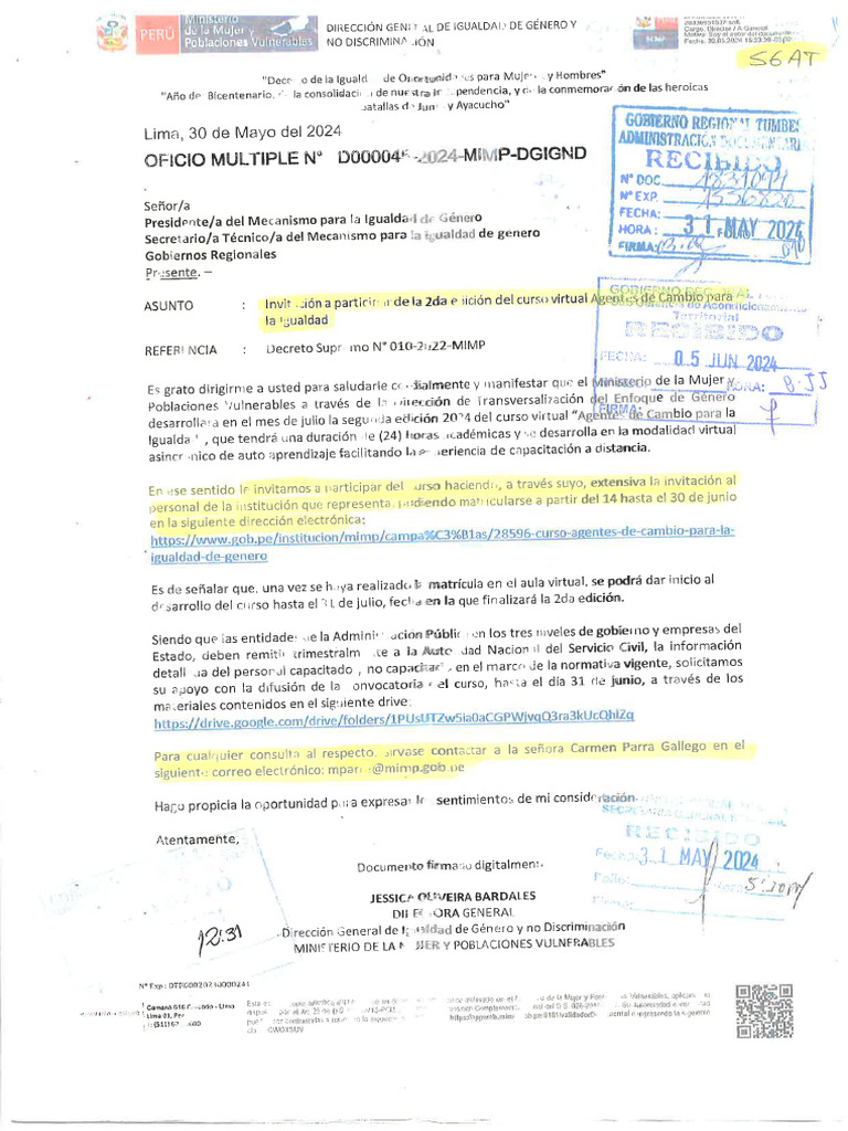 Oficio Multiple # D000045-2024 | PDF