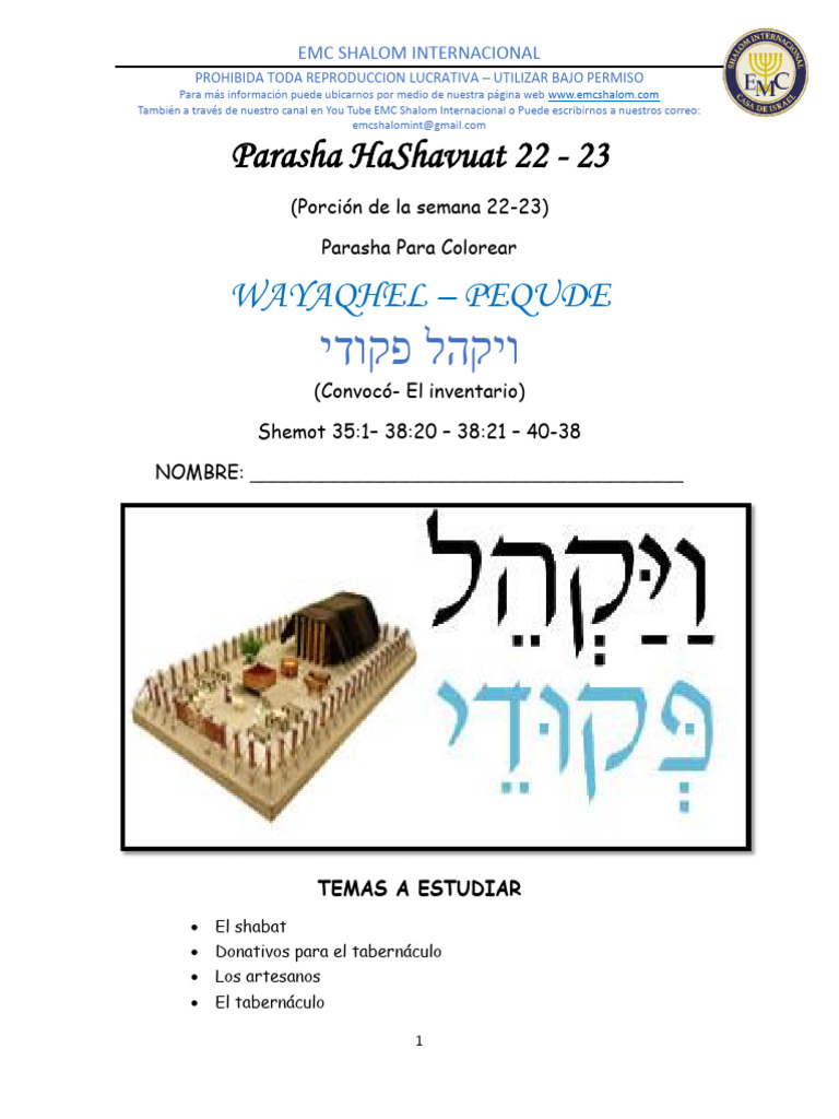 PARASHA - 33 Bejukotai NIN - OS para Colorear | PDF