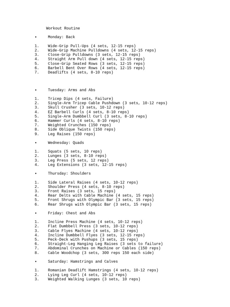 Weekly 123 Workout Routine | PDF