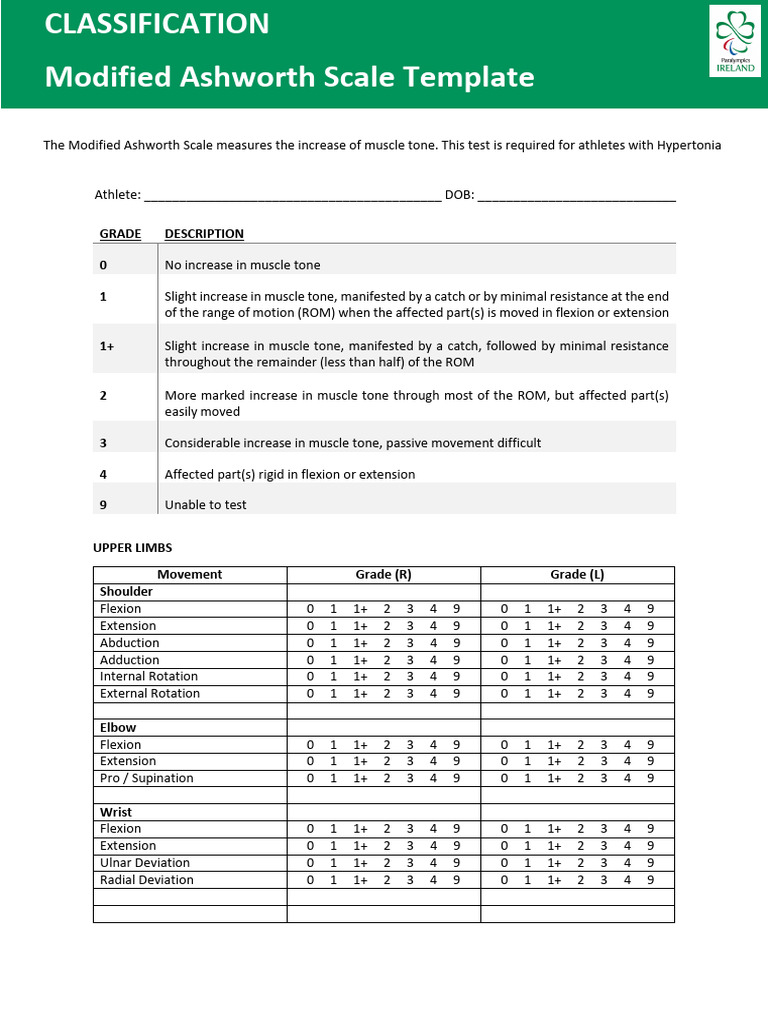 11 - Modified Ashworth Scale 2020 | PDF | Anatomical Terms Of Motion ...