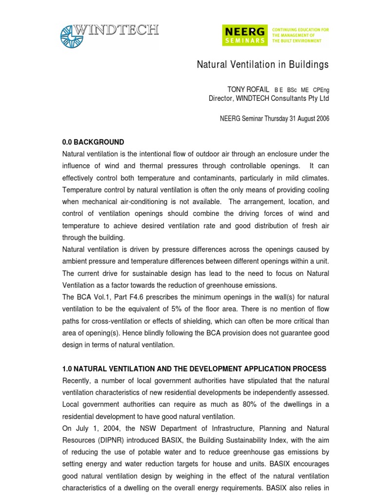 Natural Ventilation in Buildings | PDF | Ventilation (Architecture ...