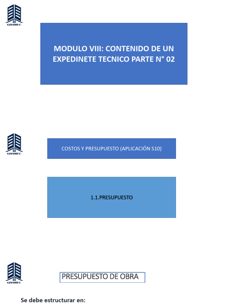 Modulo 08 - Contenido de Un Expedinete Tecnico Parte #02 | PDF | Presupuesto