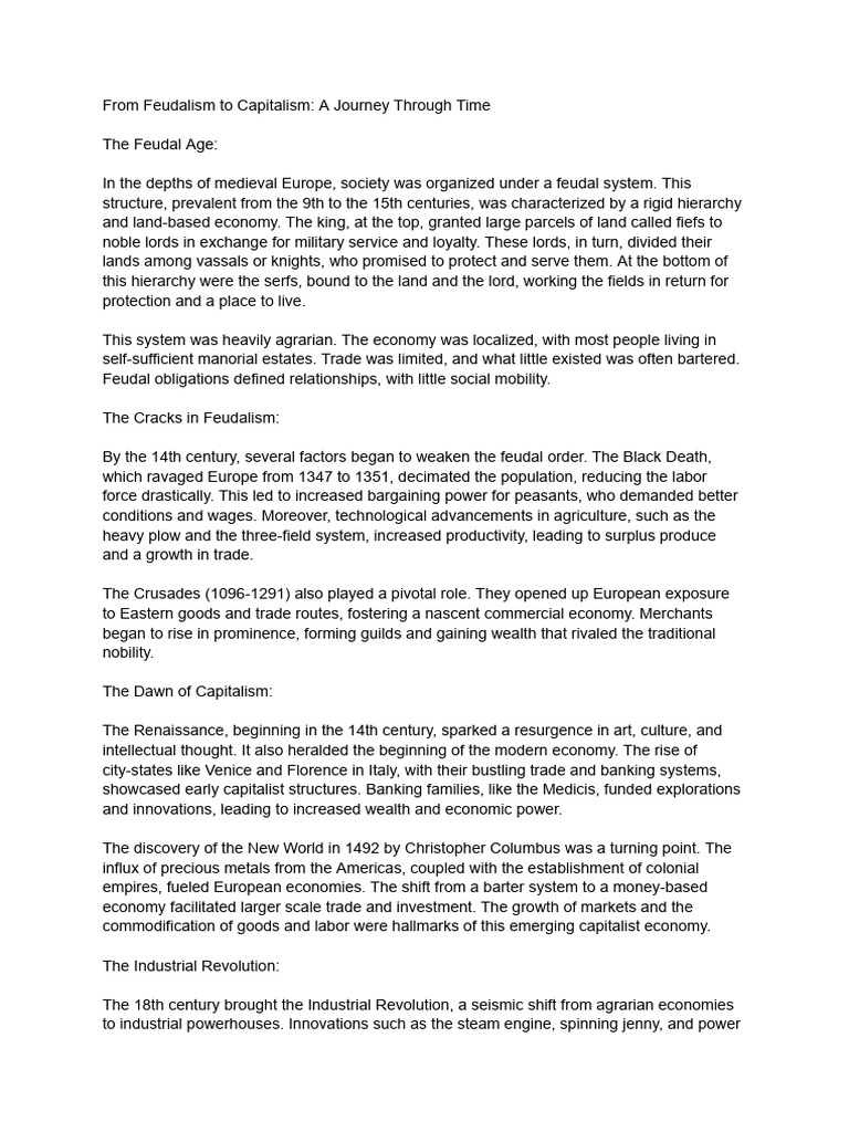 From Feudalism To Capitalism | PDF | Capitalism | Feudalism