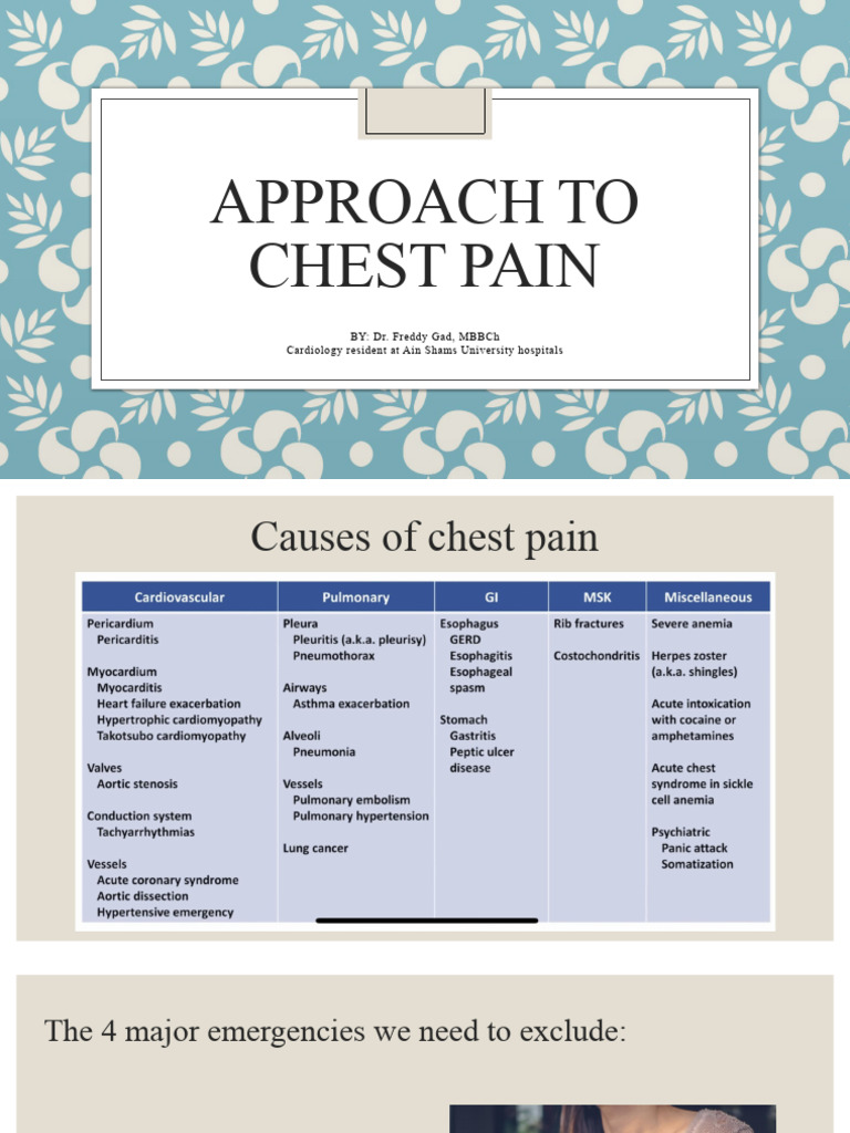Approach To Chest Pain | PDF | Angiology | Cardiovascular System