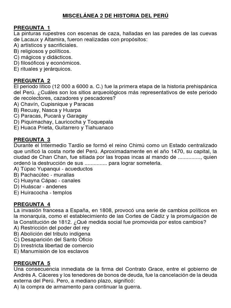 Miscelánea 2 Historia del Peru - alumno | Descargar gratis PDF | Imperio Inca | Perú