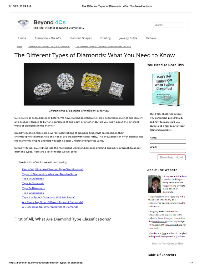 The Different Types of Diamonds - What You Need To Know | PDF | Diamond ...