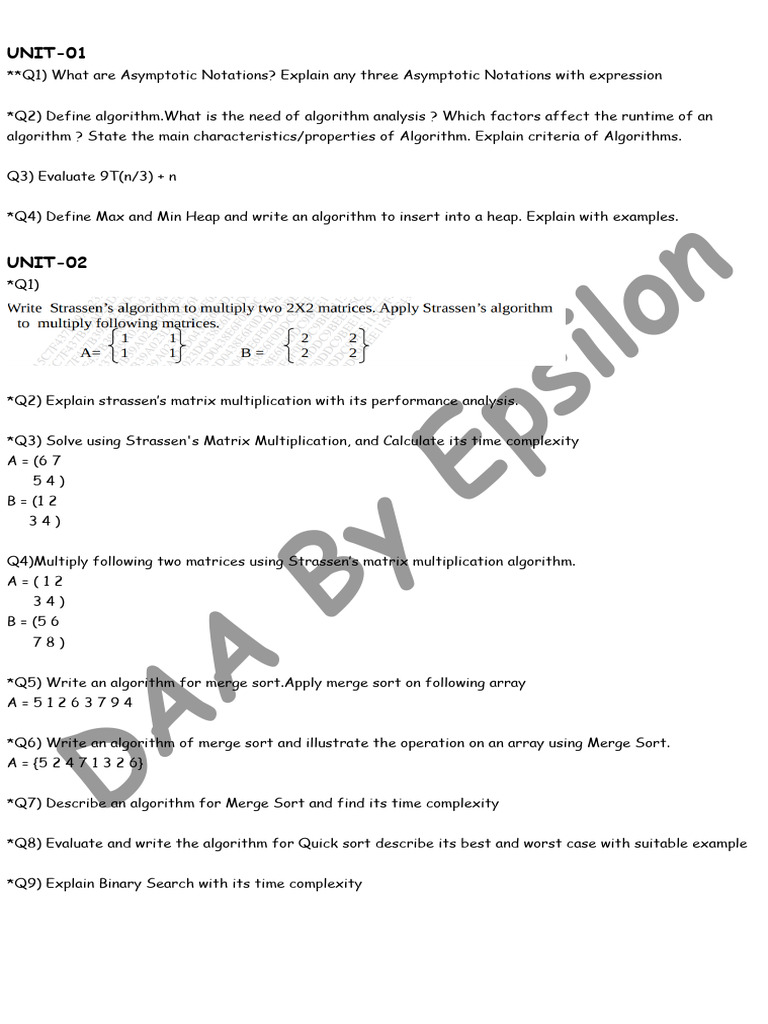 DAA PYQs-2.0 | PDF | Dynamic Programming | Matrix (Mathematics)