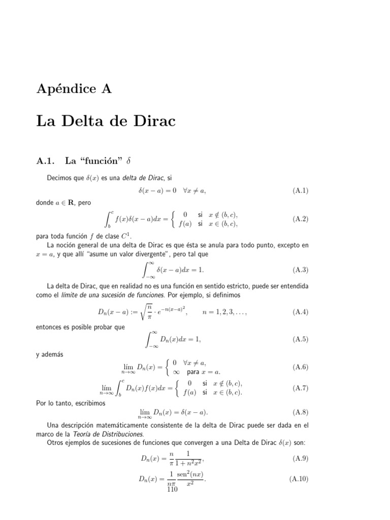 Delta Dirac | PDF | Análisis matemático | Matemáticas