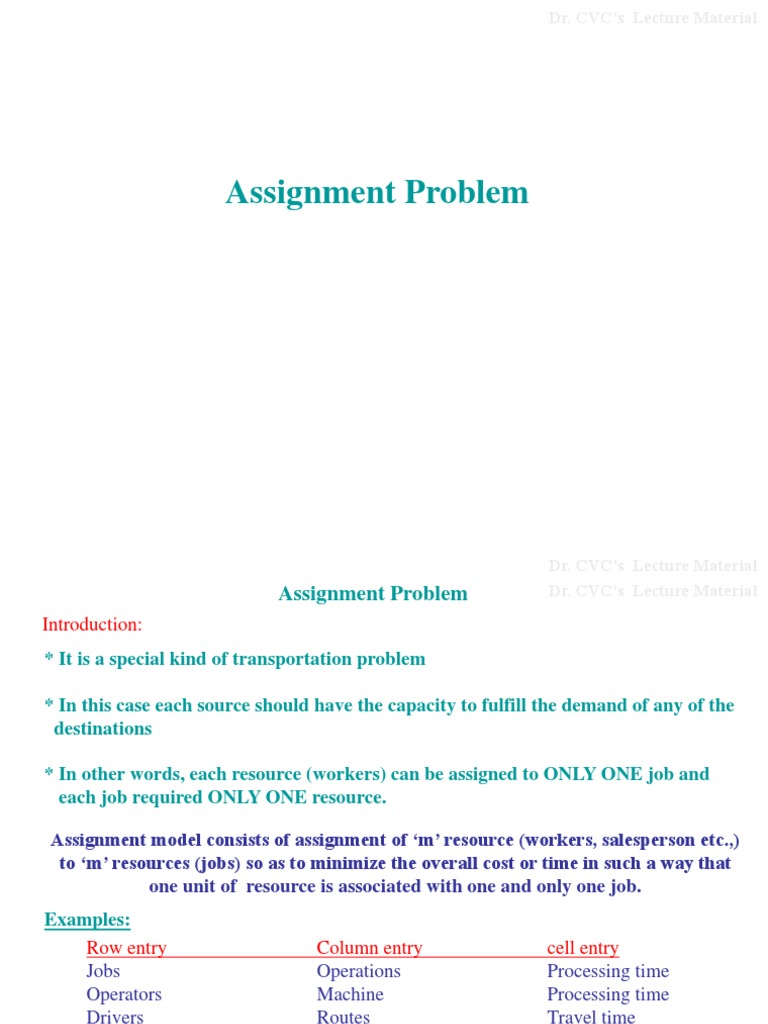 Assignment Problem Operations Research | PDF | Discrete Mathematics | Theoretical Computer Science