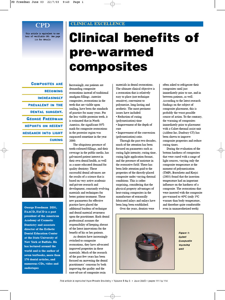 2003-Clinical Benefits of Pre-Warmed Composites PDF | PDF | Dental ...