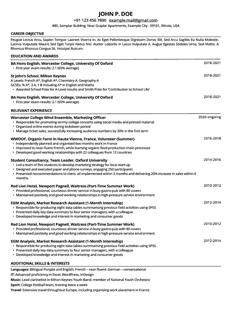 Oxford Resume Template (Community) | PDF | Secondary Education | Vocational Education