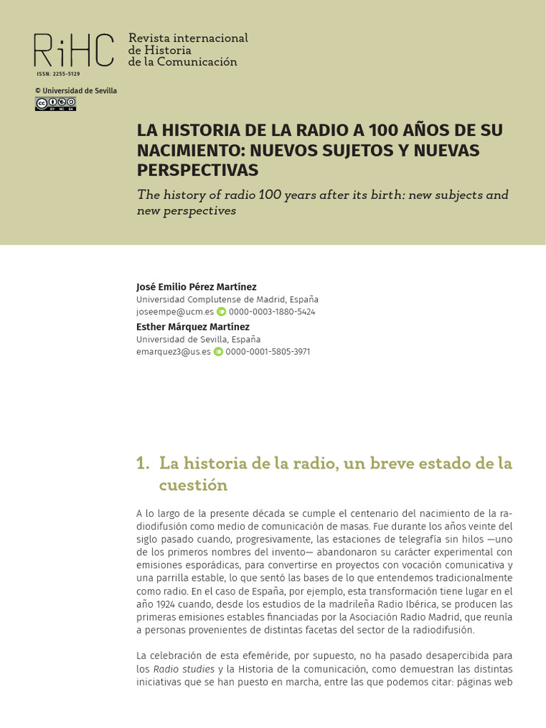 La Historia de La Radio A 100 Anos de Su Nacimient | PDF ...