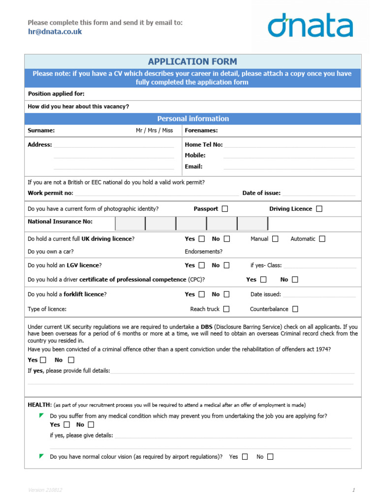 Application Form Version 230131 | PDF