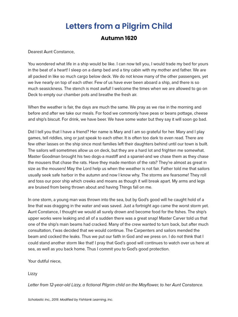 Letters From A Pilgrim Child Letter 1 1 VG5X7K | PDF | Water Transport ...