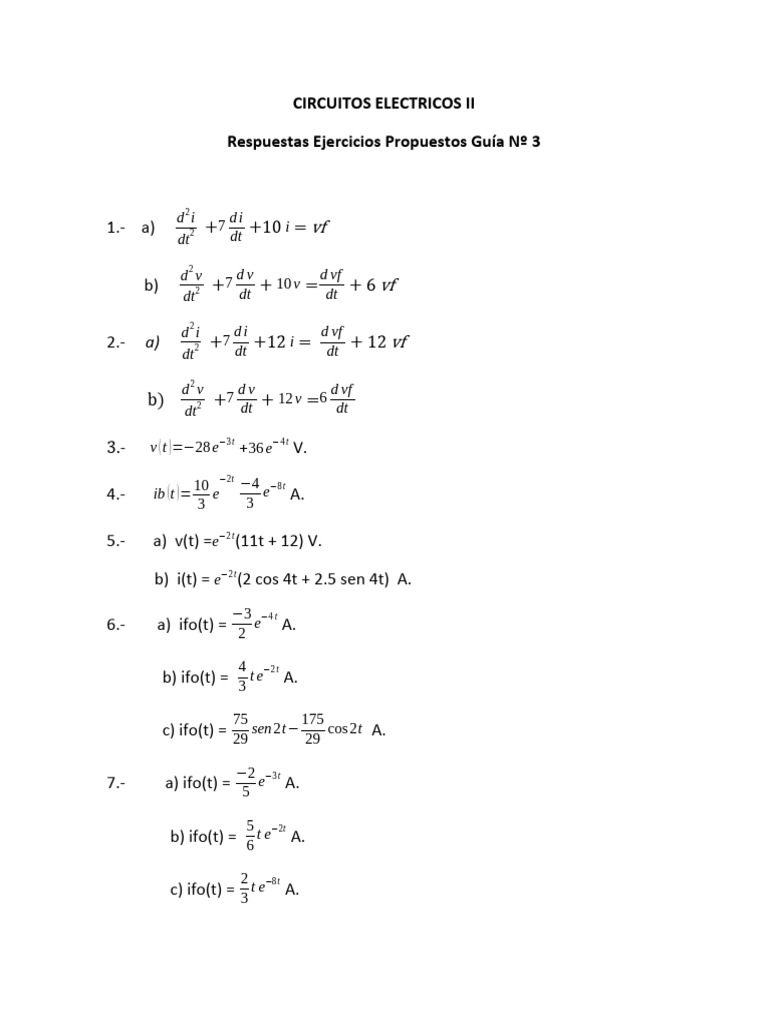 Resp. Ejercicios Circ II. (Unidad III)docx | PDF