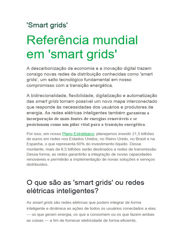 Smart Grids | PDF | Energia renovável | Rede de computadores