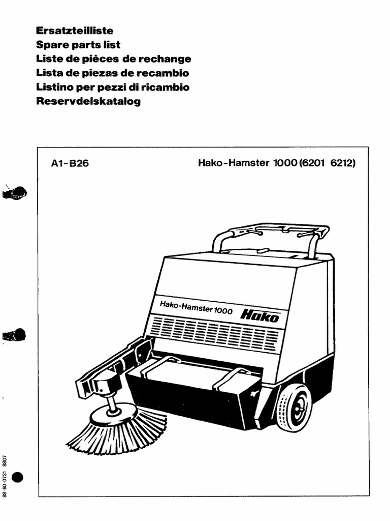 Hako Hamster 1000 Ersatzteilliste | PDF