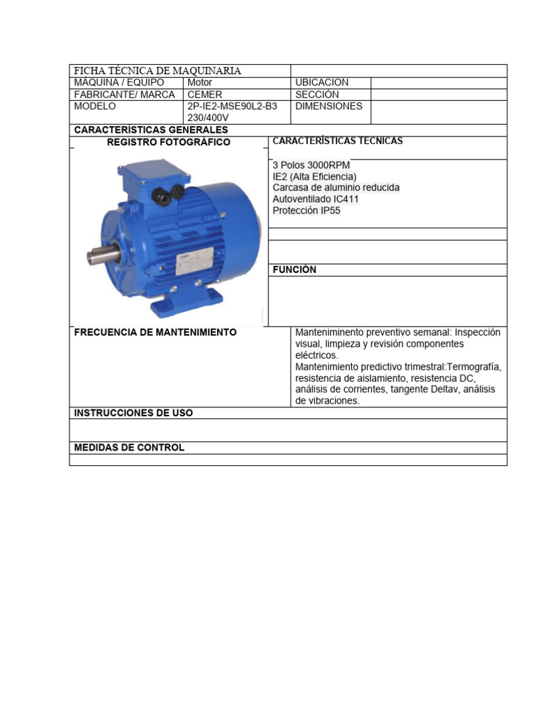 FICHA TECNICA MOTOR-VARIADOR FRENCUENCIA | PDF