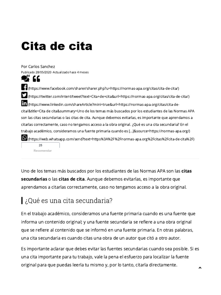 Cita de Cita - Normas APA | PDF | Estilo apa