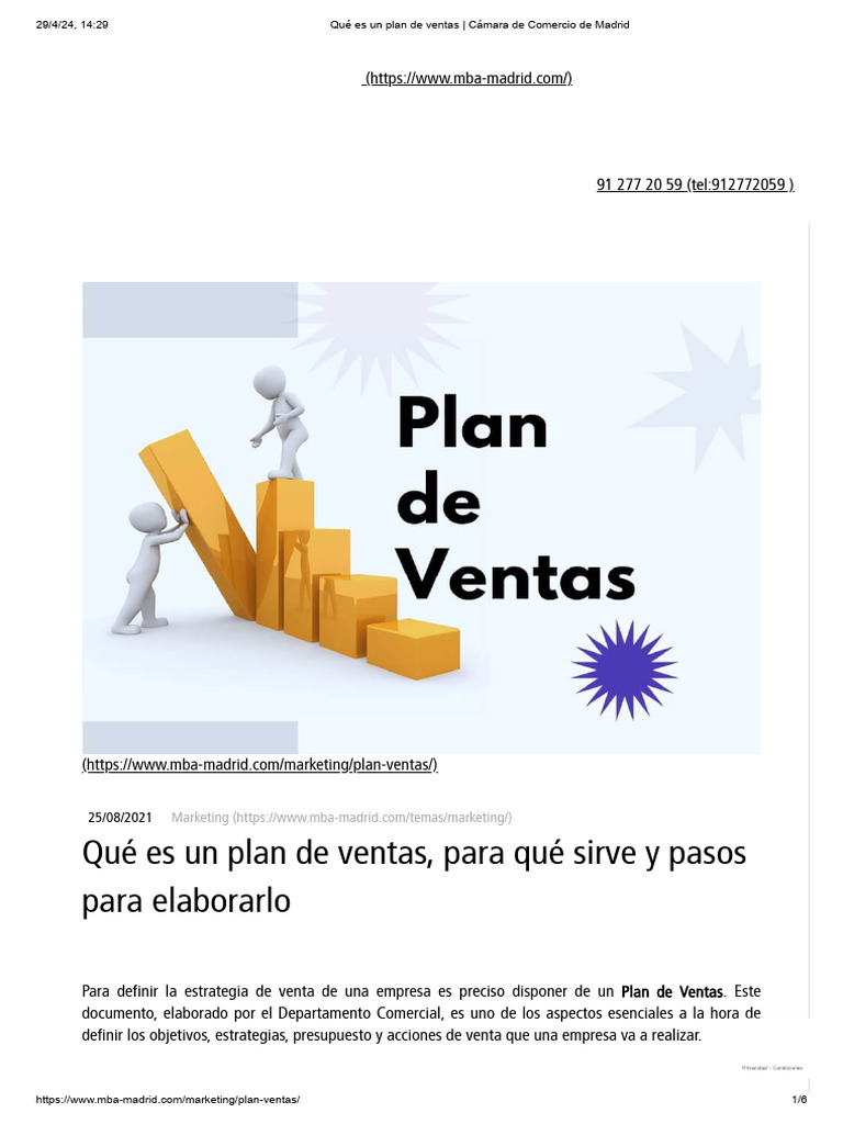 Guía Completa para Crear un Plan de Ventas | PDF | Mercado (economía ...
