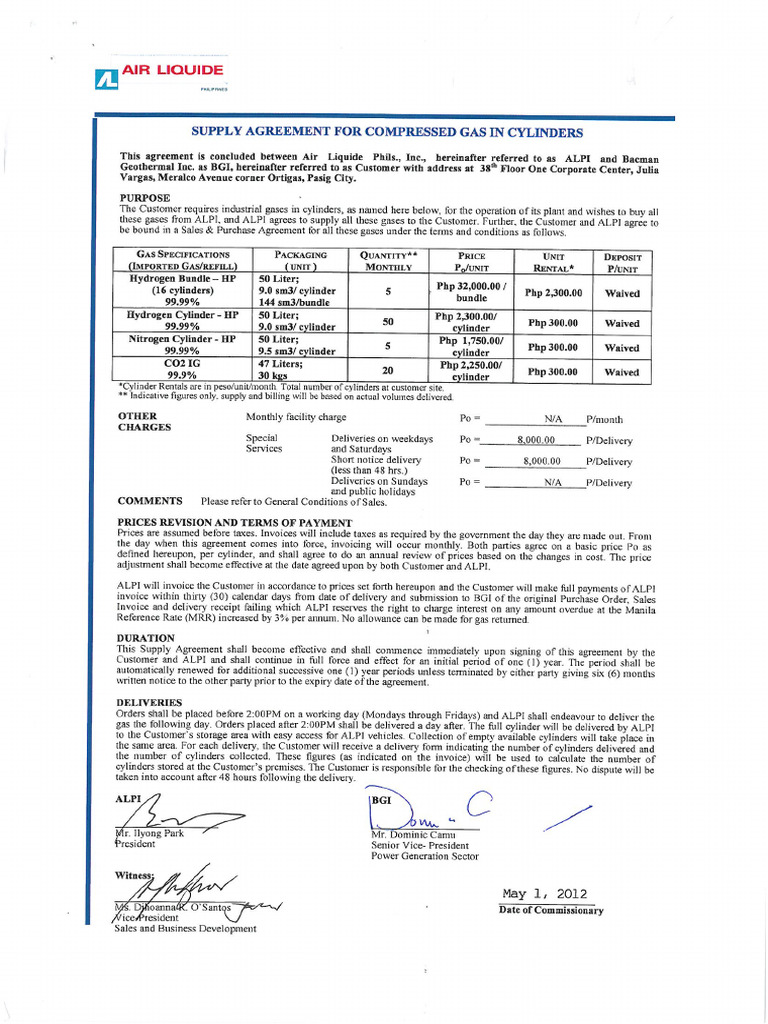 Air Liquide Contract | PDF