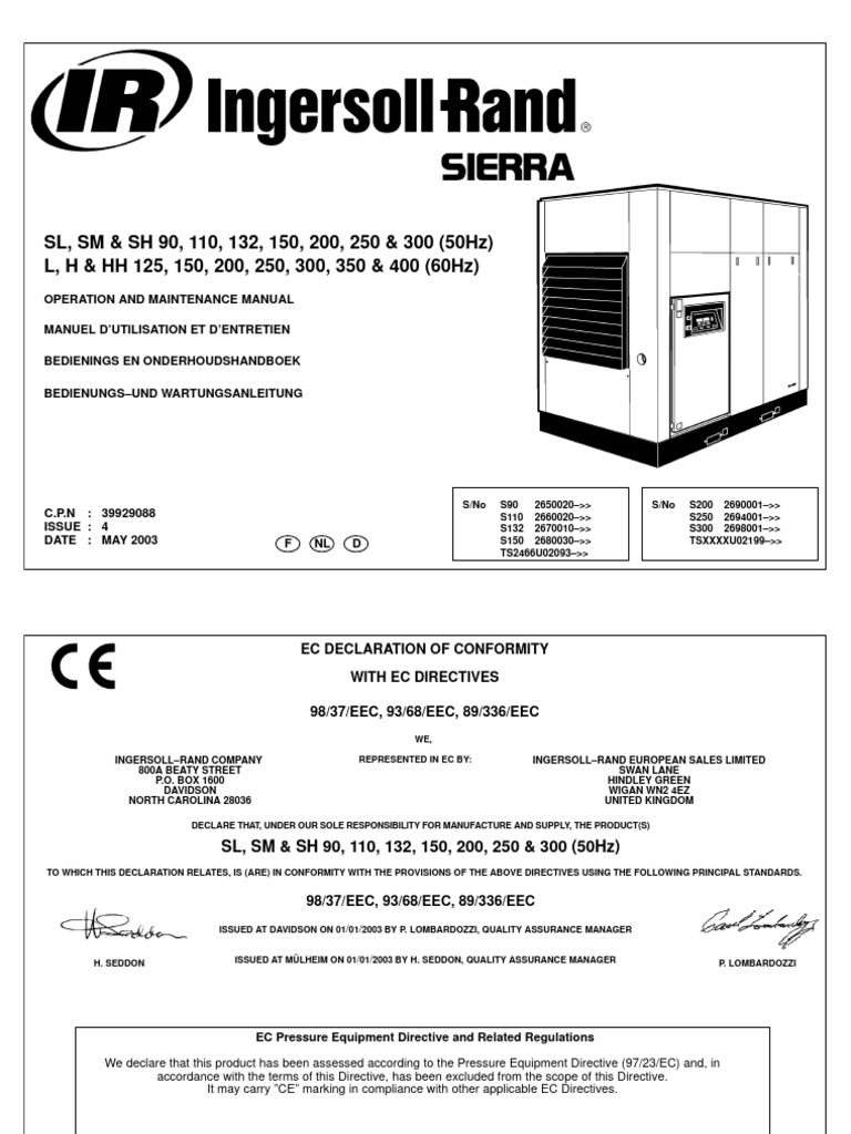 ingersoll rand operation and maintenance manual Sierra 150 eng | PDF | Valve | Mechanical ...