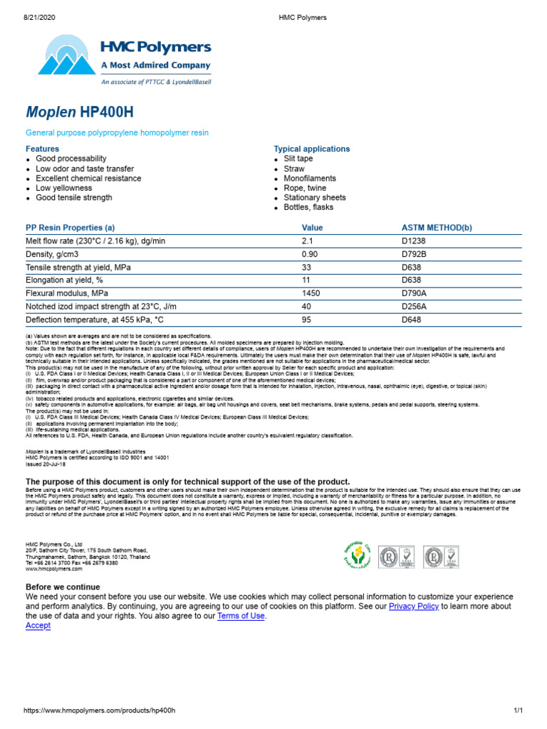 PP 400h Datasheet | PDF | Medical Device | Food And Drug Administration