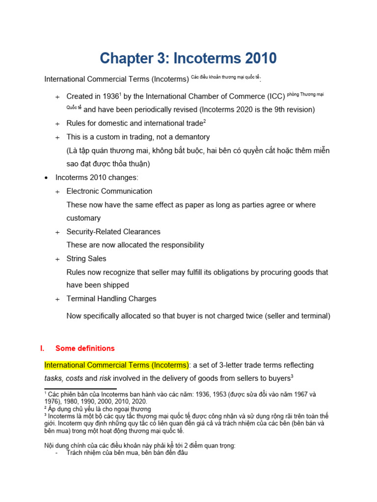 (IEB) Lecture 5 (Chapter 3) - Incoterms 2010 | PDF