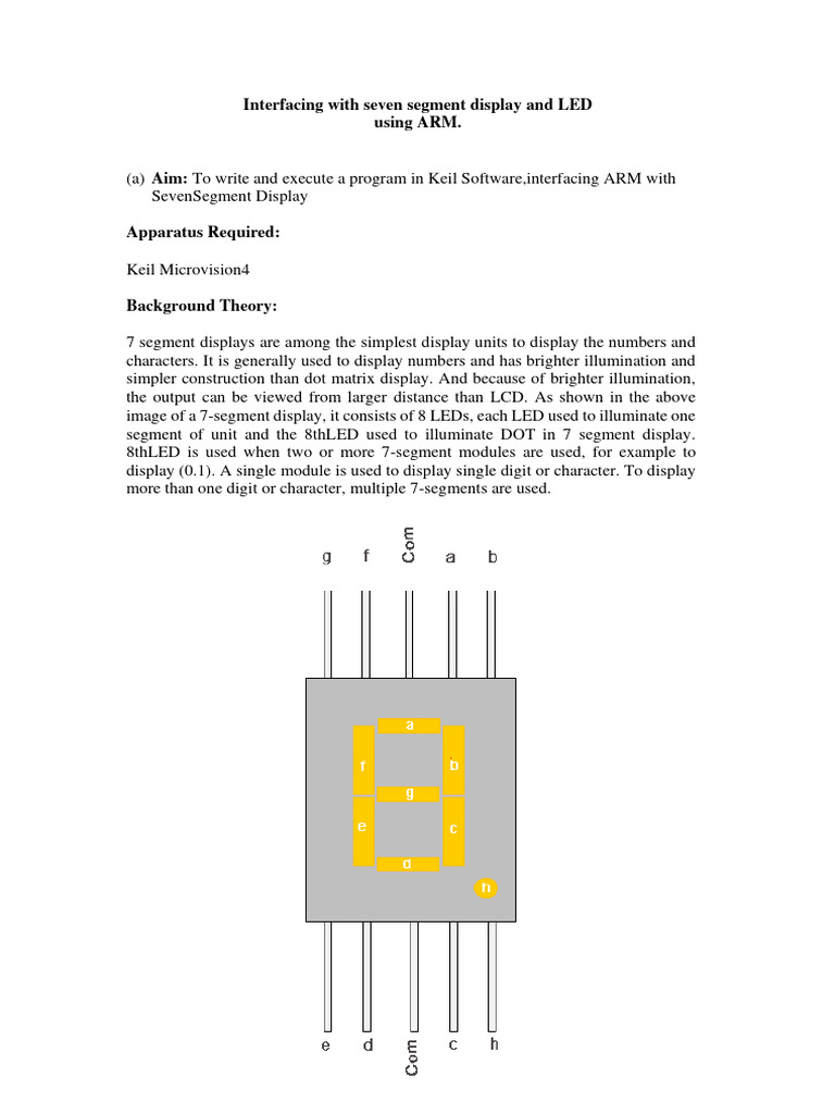 Interfacing With Seven Segment Display and LED Using ARM | PDF ...