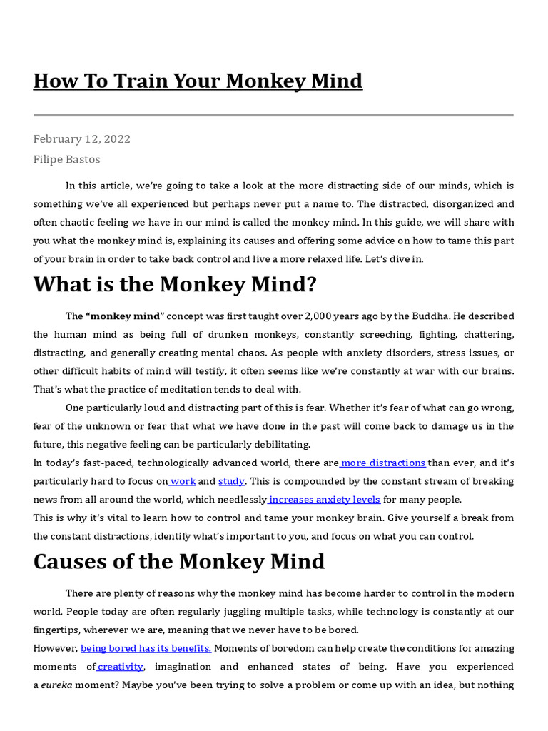 Monkey Mind | PDF | Mind | Thought