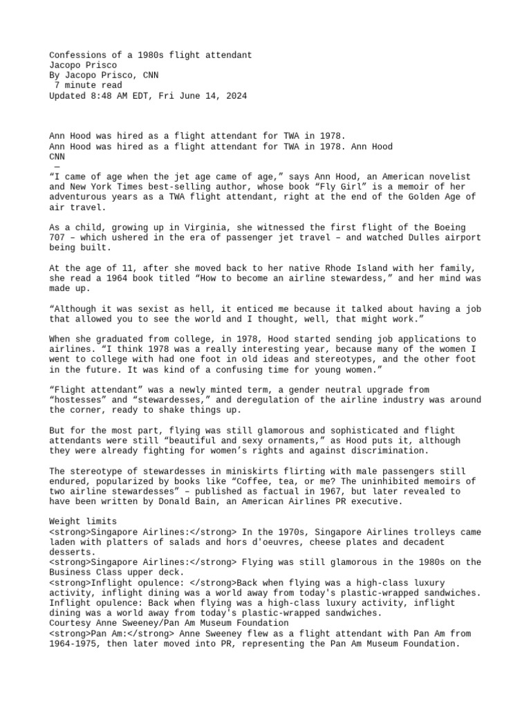 Confessions of A 1980s Flight Attendant | PDF | Flight Attendant | Aviation