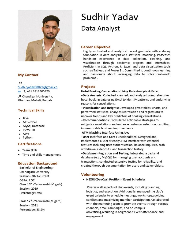 Resume Format For Students | PDF | Data Analysis | Databases