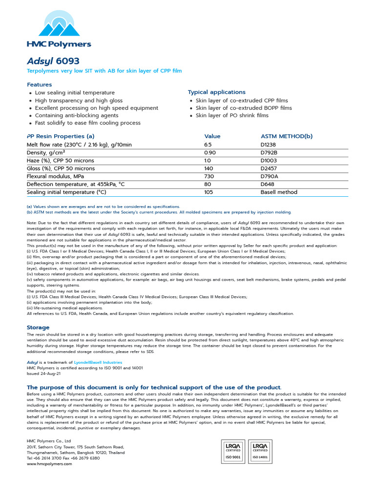 Adsyl 6093 | PDF | Medical Device | Food And Drug Administration