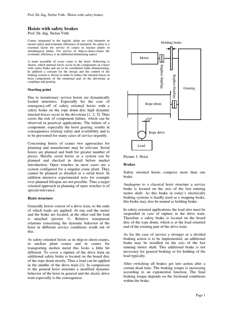 Vthhoistswithsafetybrake | PDF | Brake | Crane (Machine)