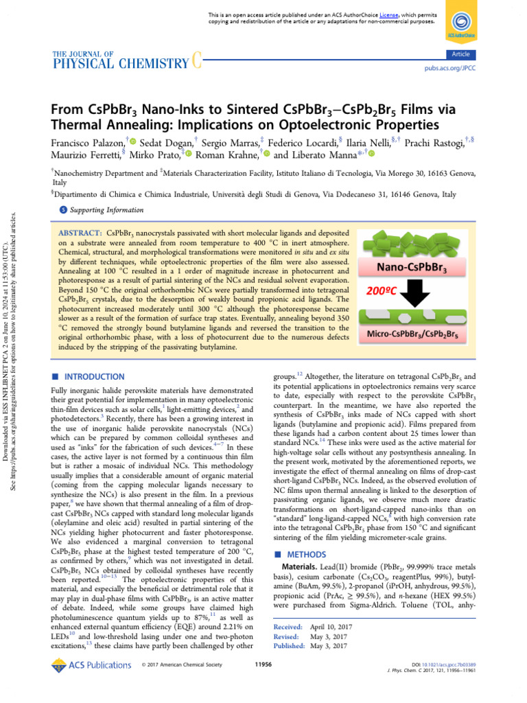 CsPbBr3 Nano-Inks: Thermal Annealing Effects | PDF | Scanning Electron Microscope | Chemistry