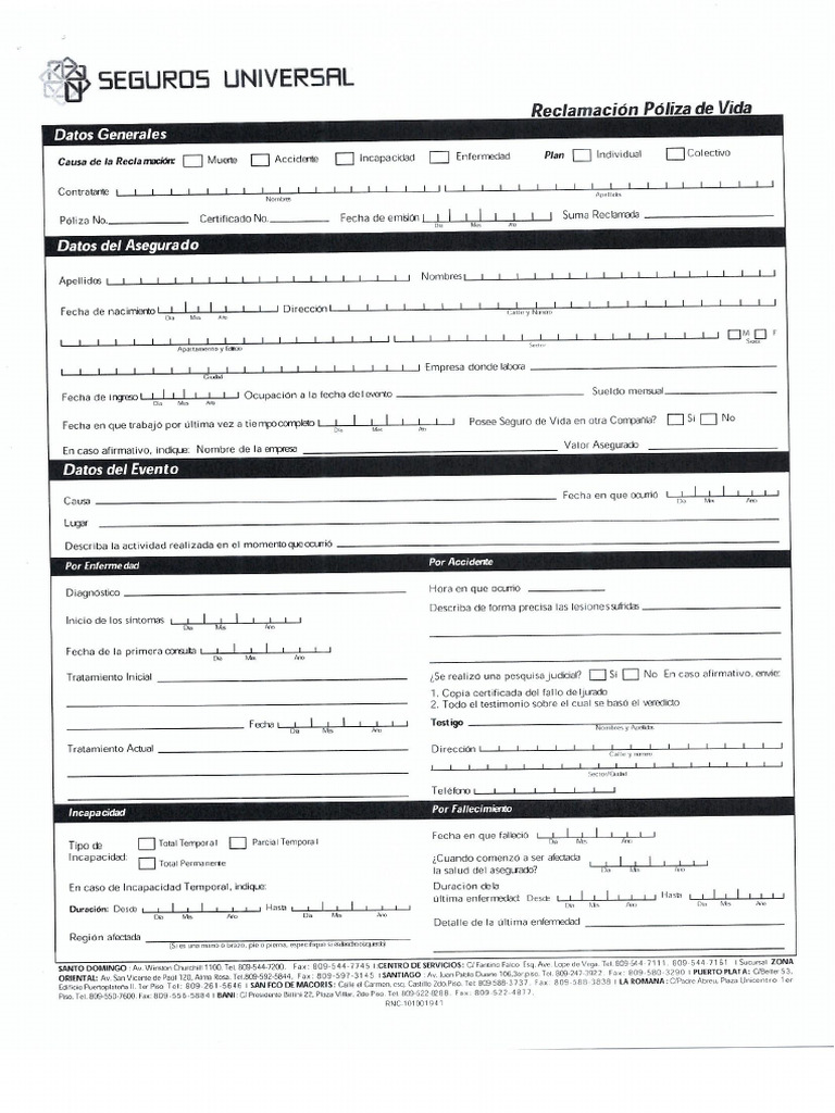 Formulario Seguro Universal | PDF